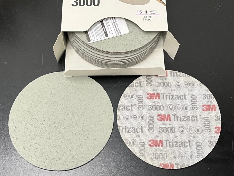 15/PK - 3M 02085 Trizact 6"- 3000 Grit Hookit Buffing Foam Discs, NEW ...