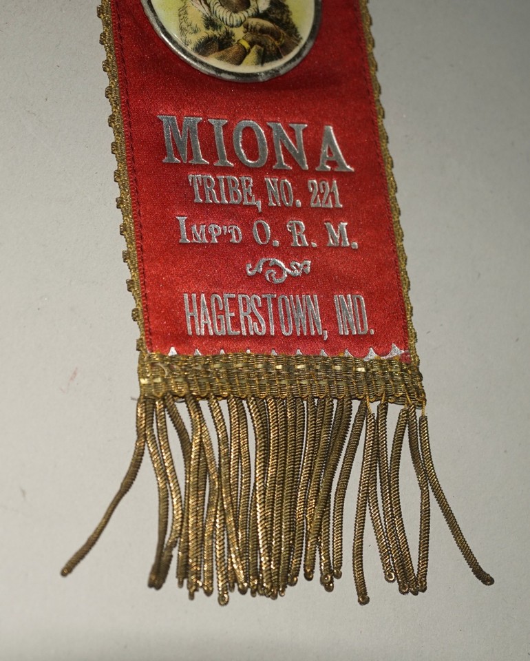LATE 1890S EARLY 1900S MIONA TRIBE NATIVE AMERICAN INDIAN RIBBON & PIN ...