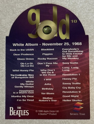 1996 Sports Time The Beatles WHITE ALBUM Gold Record Card #10 NRMT/MT ...