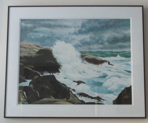 Chet Swier: Original Signed Framed Watercolor 'Surging Sea' | eBay