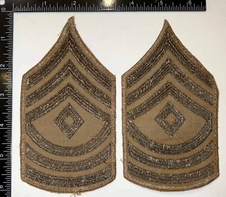 WWII US Army Stripe Chevron First Sergeant Sgt Patch Khaki Twill Summer ...