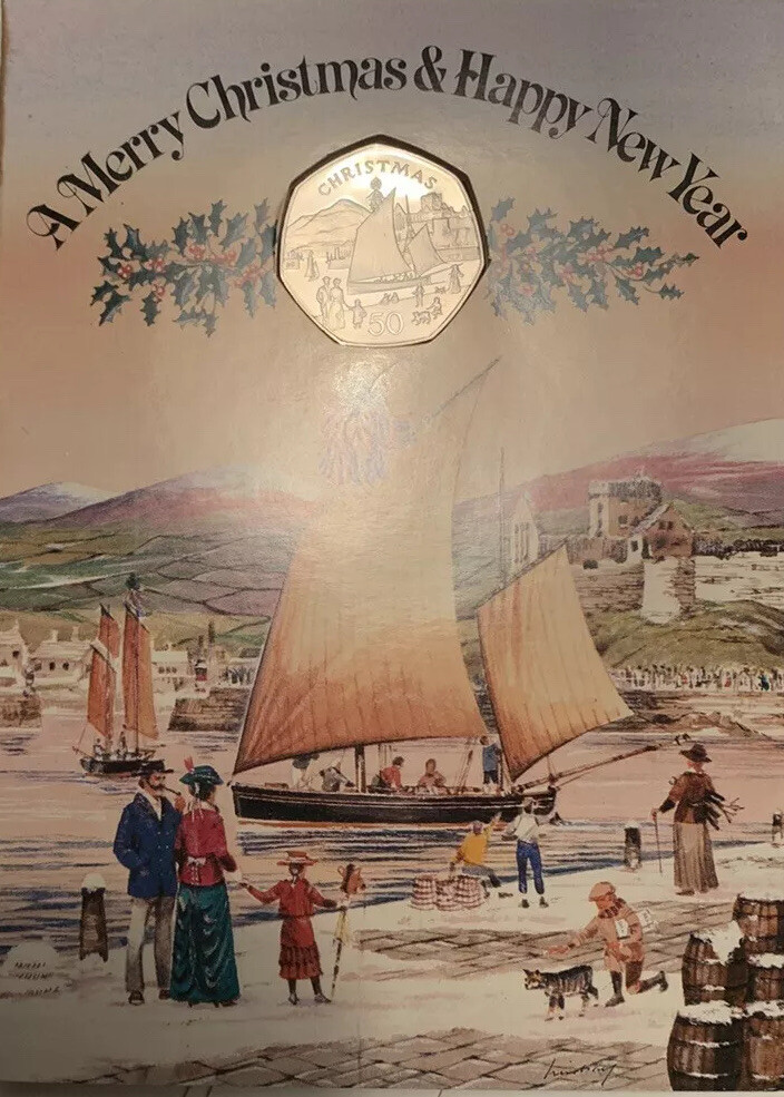 1981 BC Isle Of Man Christmas 50p Fifty pence coin BU On Card | eBay