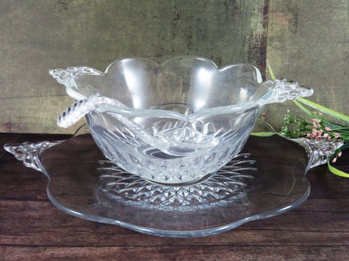 Duncan Miller Glass Bowl Underplate Spoon Diamond Stem Pattern 5375 Vtg ...