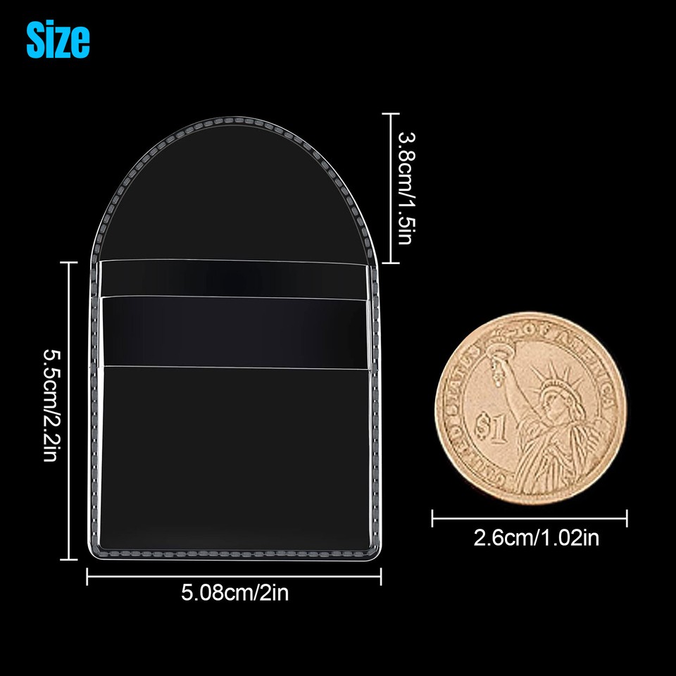150 Pcs Single Pocket Coin Sleeves Currency Bill Holders Clear PVC ...