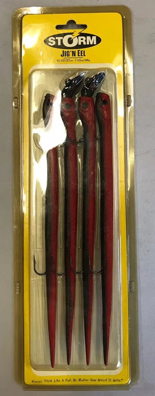 Storm Jig’N Eel 10-1/2” 1-1/2oz 4pk Black/Red 2 Heads | eBay
