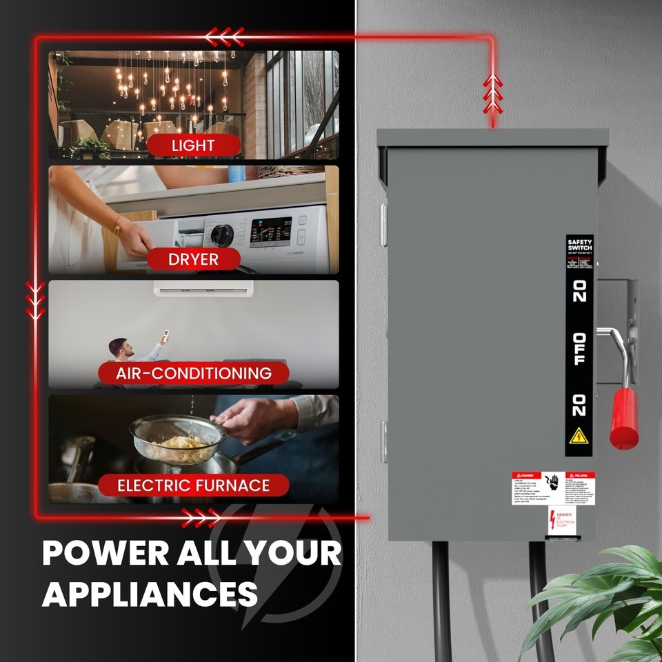 200A Manual Generator Transfer Switch,Heavy Duty 48000W General Double ...