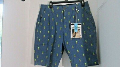 PLUGG~Blue w/ Pineapples FLEX WAIST CASUAL SHORTS~4 WAY STRETCH~Mens 29 ...