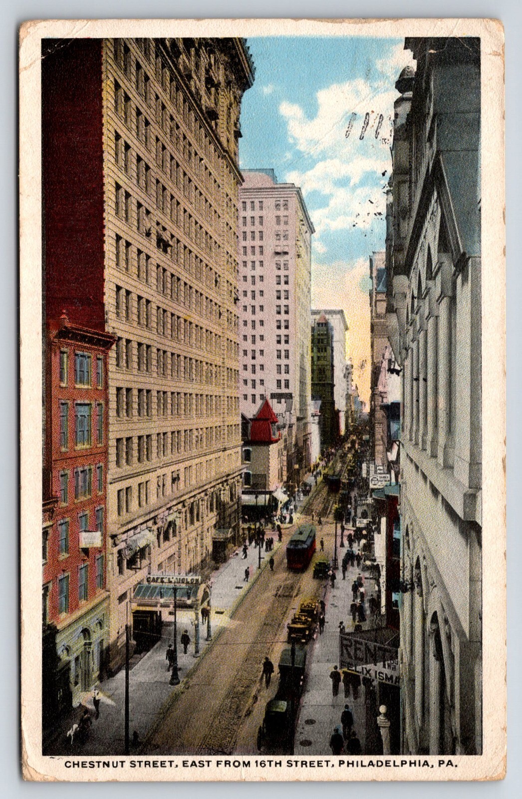 Chestnut Street, East From 16th Steet, Philadelphia, PA Vintage Linen ...