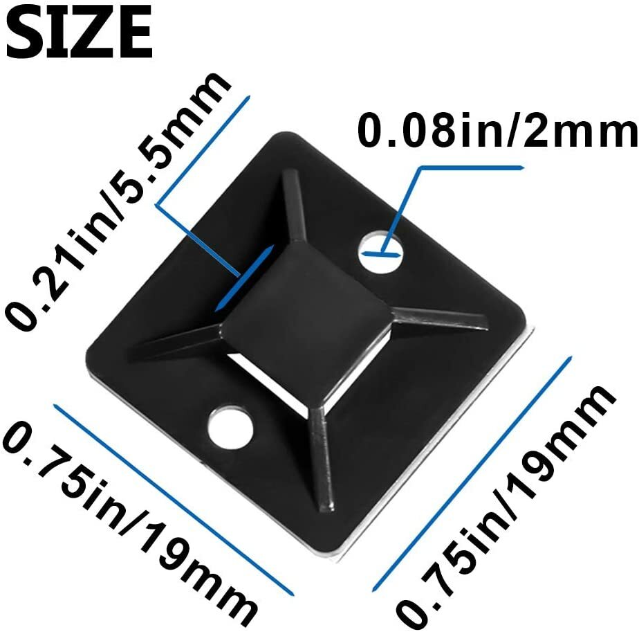 Self Adhesive Cable Tie Mounts 3M Strongly Adhesive Backed Zip Tie Base ...