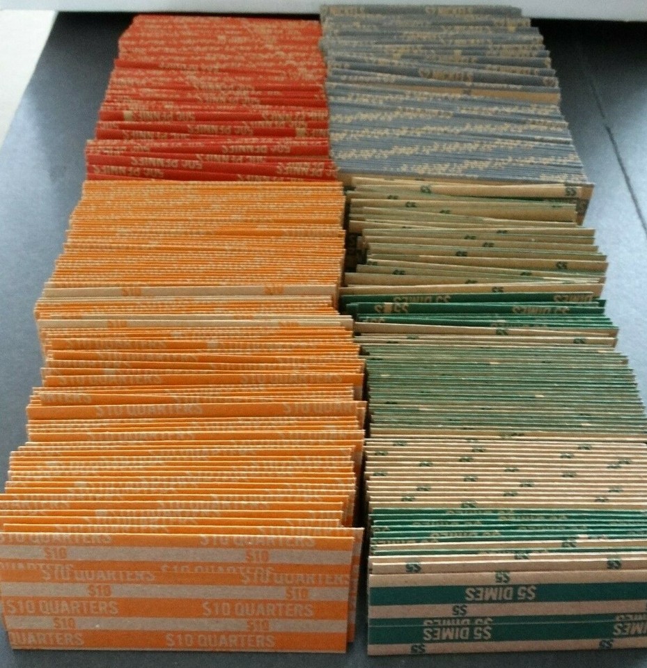 500 Assorted +Twist Crimp 125 Ea Nickel Dime Quarter Penny Coin Striped ...