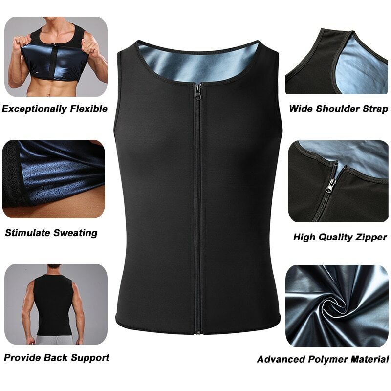 Men's Neoprene Sauna Sweat Vest Tank Top Body Shaper Waist Trainer Vest ...