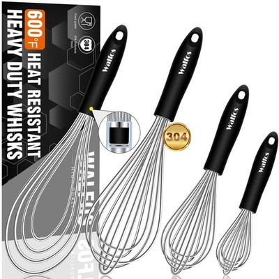 Stainless Steel Whisk set, Heavy Duty Kitchen Wire Whisk Set for ...