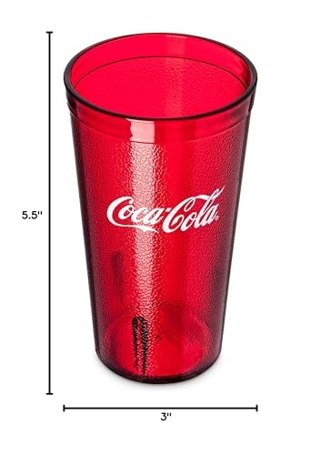 Coca Cola Logo Ruby Red Plastic Tumblers Set 4 Count (Pack of 1), White ...