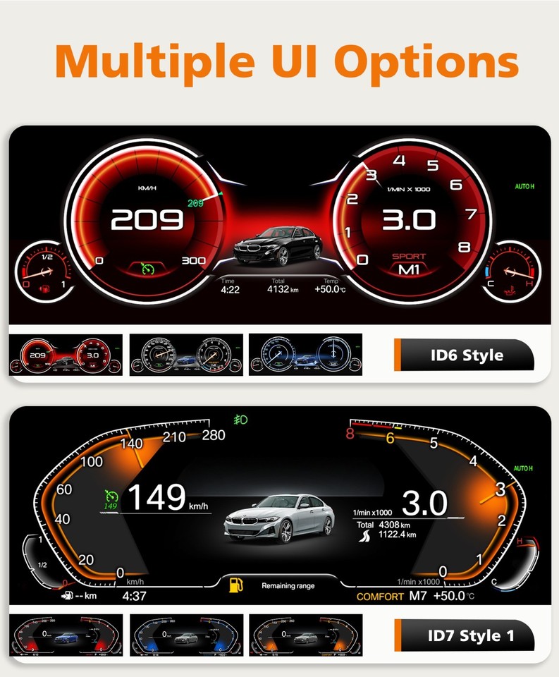 For BMW 3 Series E90/E91/E92 2005-12 Digital LCD Instrument Cluster Car ...