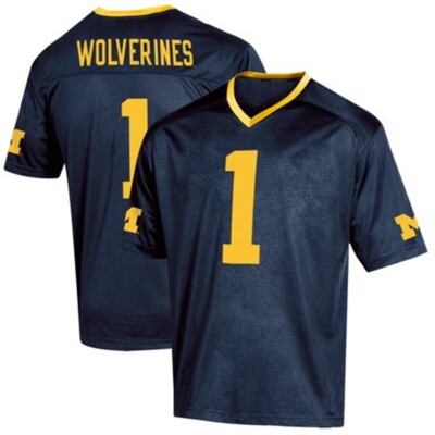 MICHIGAN WOLVERINES FOOTBALL Jersey YOUTH Russell Athletic #1 Mesh NEW ...
