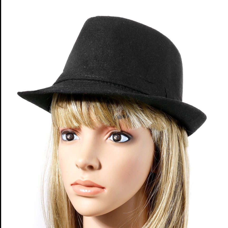Men's Trilby Fedoras Hat Manhattan Panama Jazz Cap Gangster Short Brim ...
