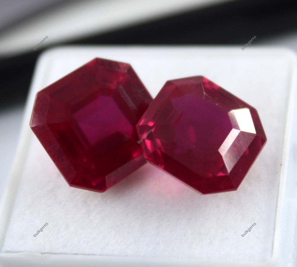 Natural 20 Ct Ruby Red Square Cut CERTIFIED Loose Gemstone AA+ Pair | eBay