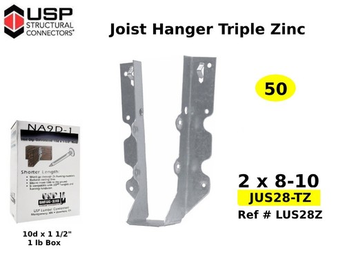 2 x 8 - 10 Joist Hanger Face Mount Steel Slant Wood Support USP JUS28 ...