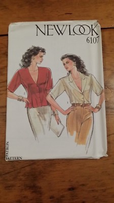 VINTAGE NEW LOOK LADIES BUTTON FRONT TOP PATTERN 6107 SIZE 8-18 FREE ...