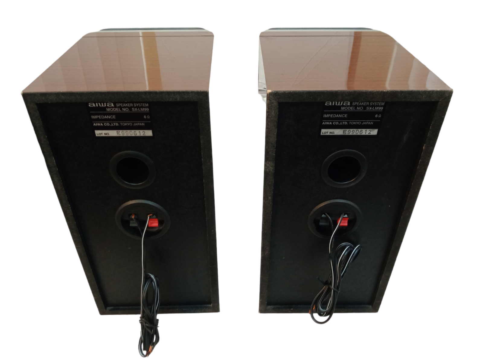 Pair of Aiwa SX-LM99 6Ω Glossy Wood Bookshelf Speakers for Stereo ...