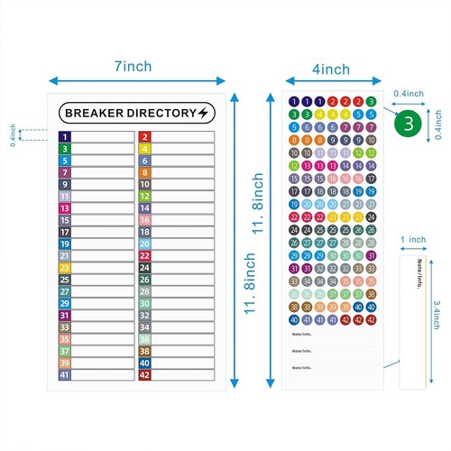 16 Sheets Breaker Panel Labels Electrical Box Sticker Numbers Mix ...