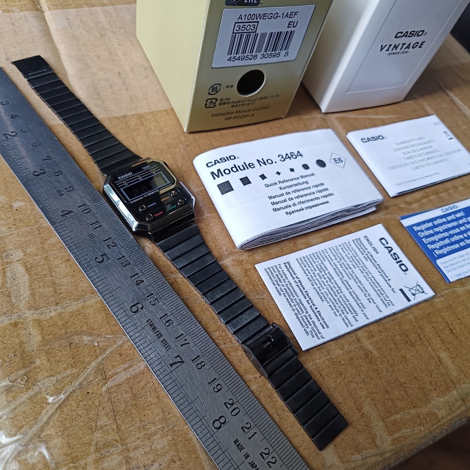 Montre Casio Vintage A100WEGG-1AEF Noir Gun-metal Black Screen Retro ...