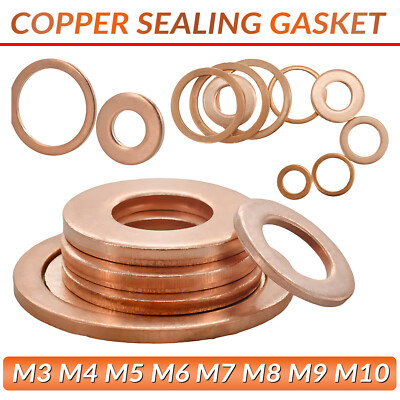 Copper Sealing Washers Metric - M3 M4 M6 M7 M8 M9 M10 Flat Seal Washer ...