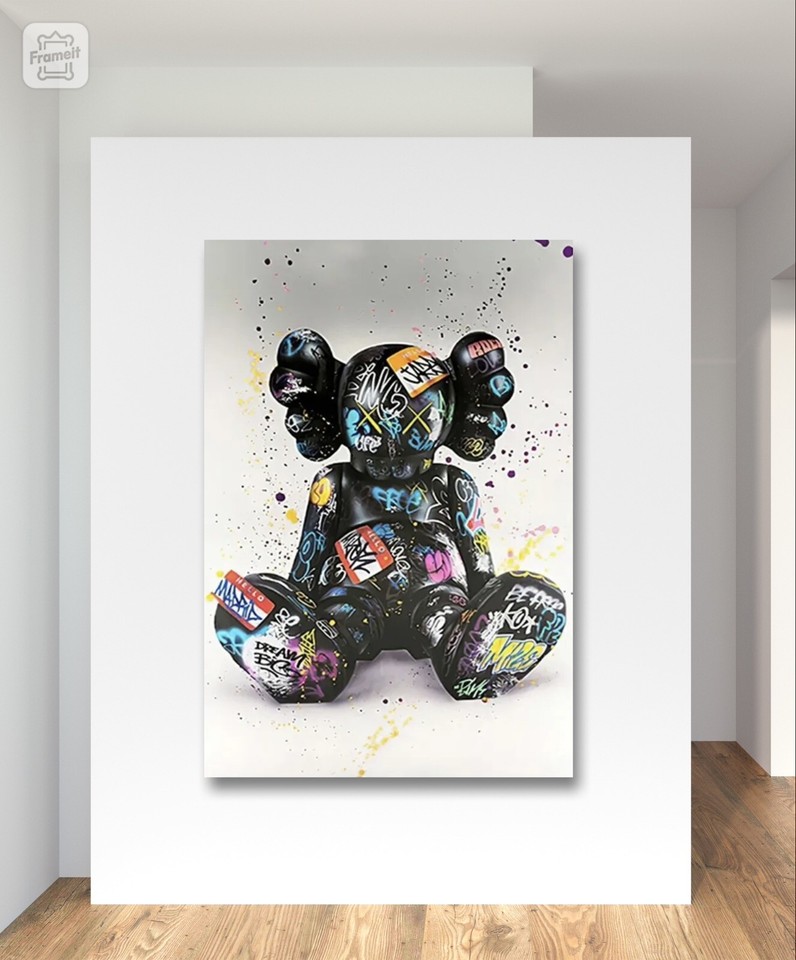 Kaws sitting graffiti canvas poster wall art home decor Urban Art ...