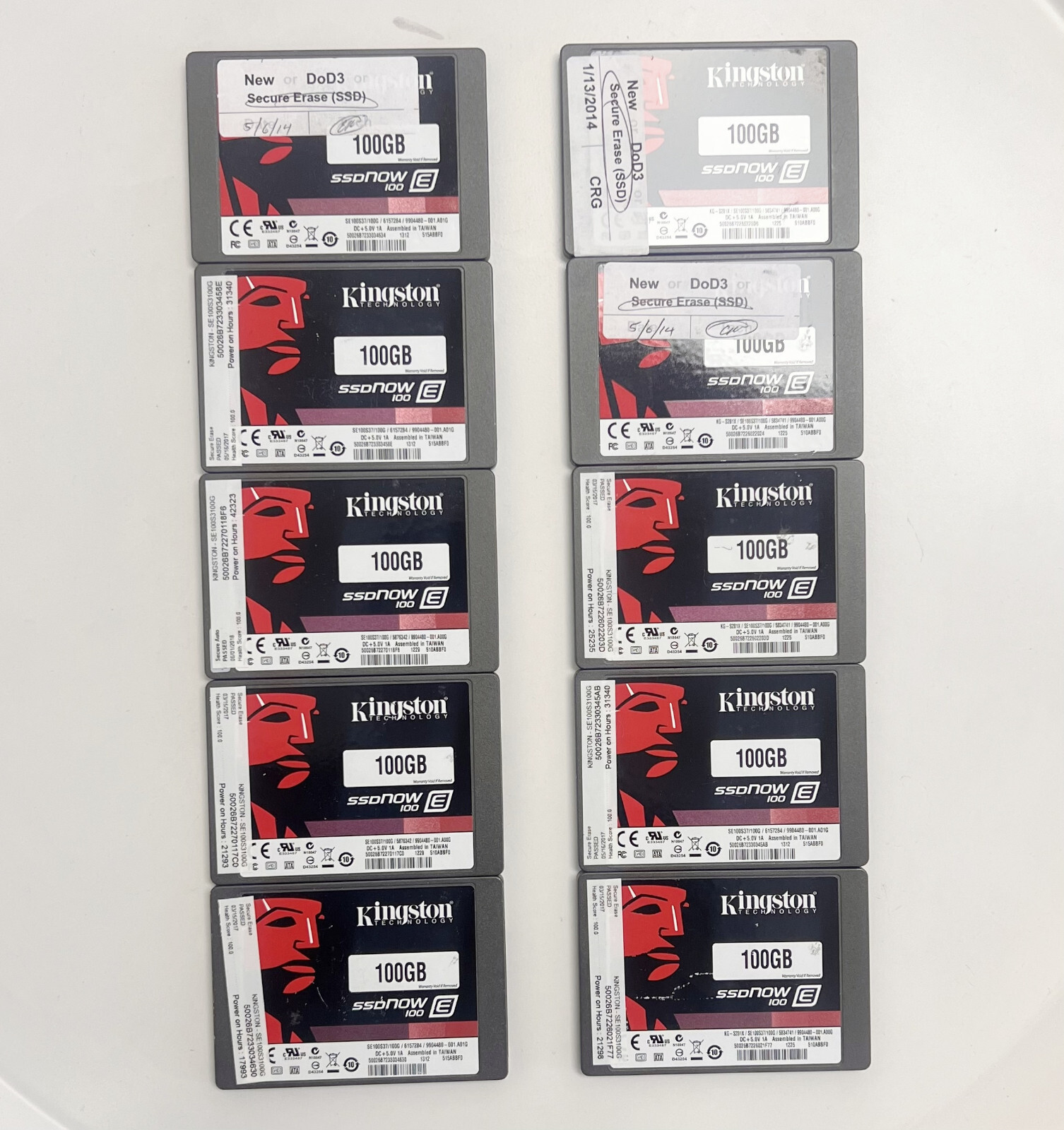 Lot of 10 Kingston 100GB SSD NOW 100E SATA 2.5" Solid State Drive ...