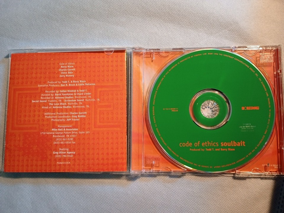 Code of Ethics - Soulbait (CD, 1996) ForeFront Records/BMG G2 7243 8 ...