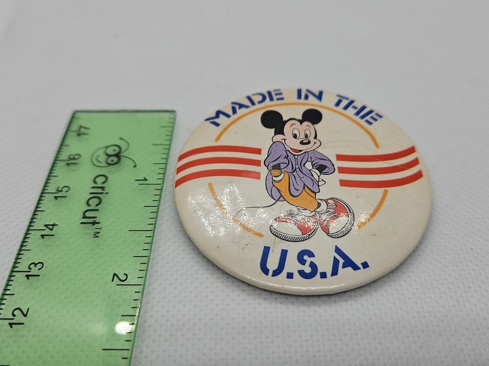 Mickey Mouse Made in the USA Pinback Button 1986 2 1/4 Inch Disney | eBay