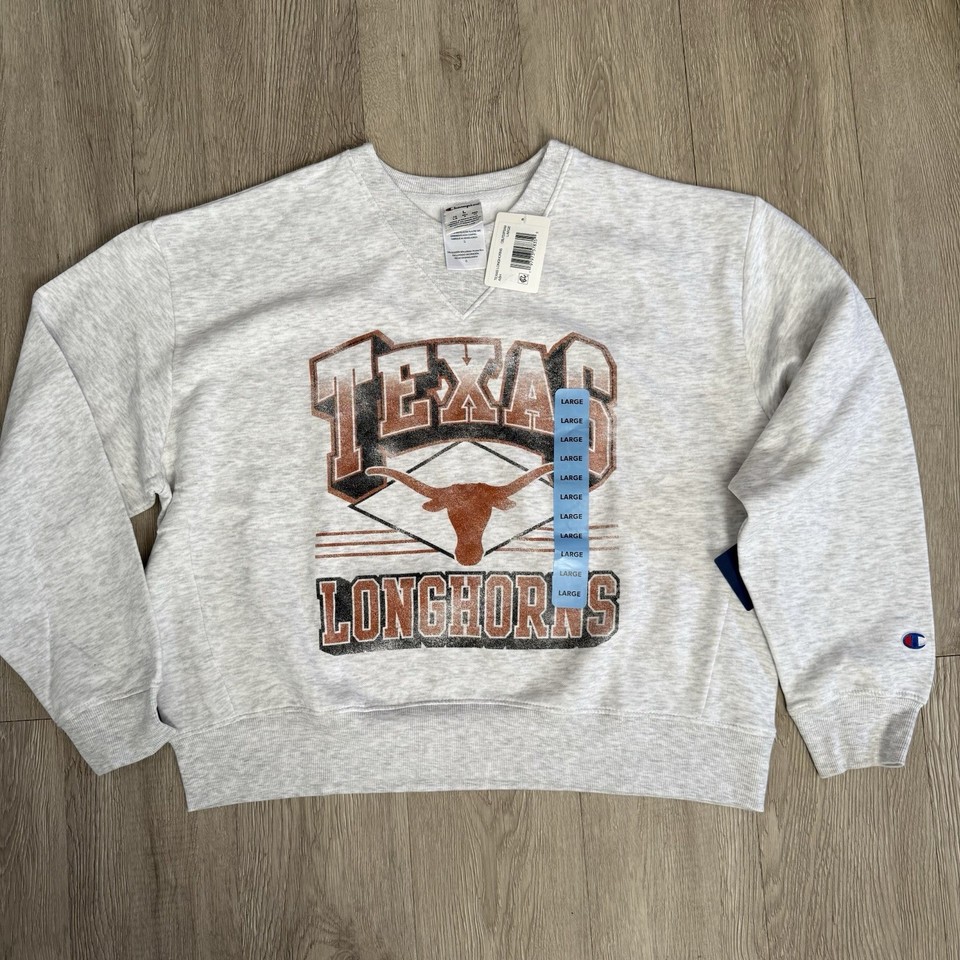 Womens Champion Texas Longhorns Large Crew Neck Sweater Jacket Grey ...