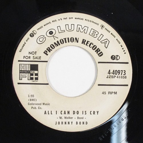 Rockabilly 45 JOHNNY BOND All I Can Do Is Cry COLUMBIA VG++/VG+ promo ...