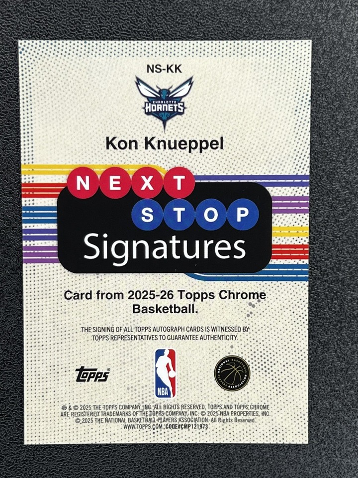 Kon Knueppel 2025 Topps Chrome Next Stop Blue Refractor Rookie RC Auto ...