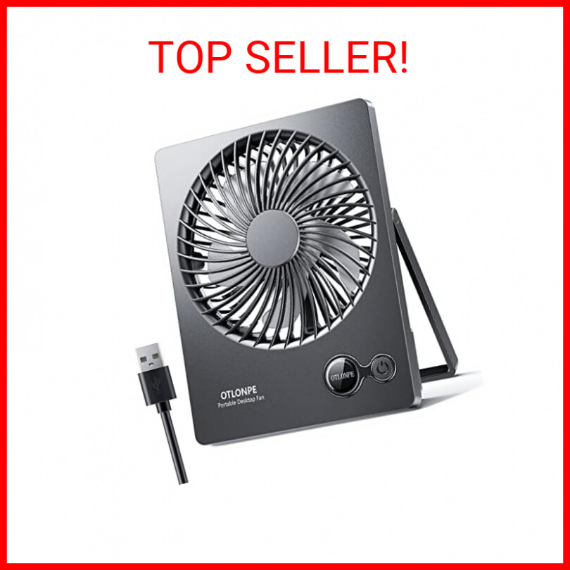 Desk Fan, USB Small Desk Fan, 180°Titl & Ultra-thin Table Top Fan, 3 ...