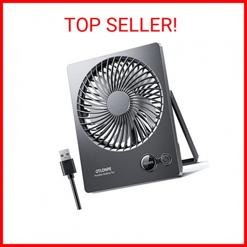 Desk Fan, USB Small Desk Fan, 180°Titl & Ultra-thin Table Top Fan, 3 ...