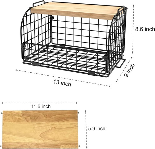 New-2 Set Stackable Wire Basket with Openable Top, Kitchen Counter ...