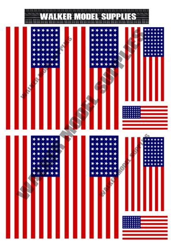 1/16 scale WW2 American flags on 100% cotton canvas.model/diorama ...