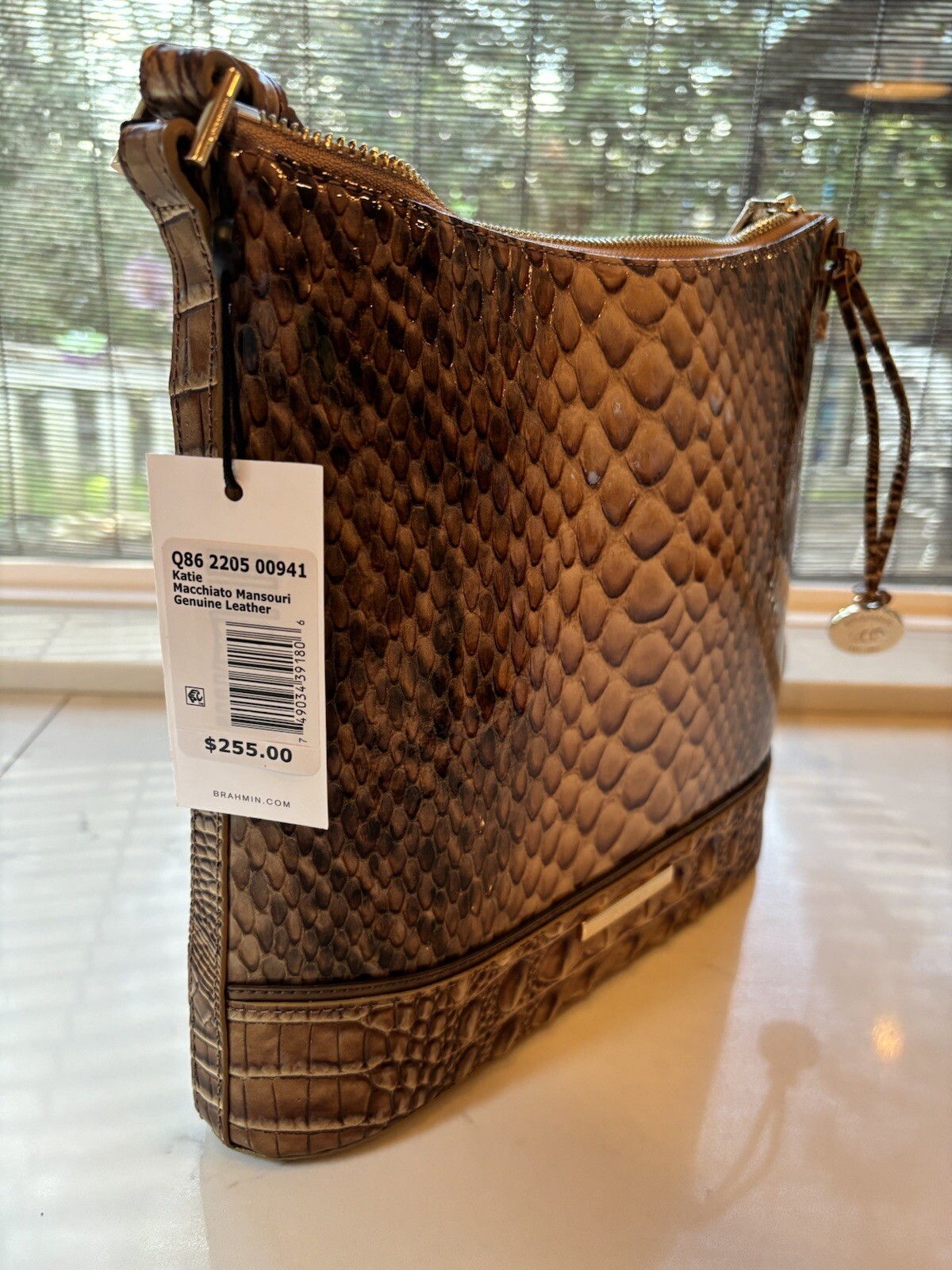 🤎🧡🤎NEW BRAHMIN KATIE MACCHIATO MANSOURI BROWN SNAKESKIN PATTERN HANDBAG ...