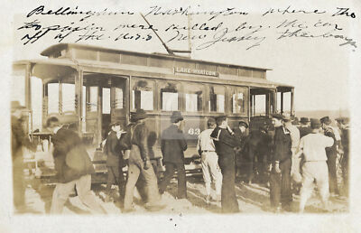 Sailors & others gathered Lake Whatcom trolley Bellingham WA RPPC ...