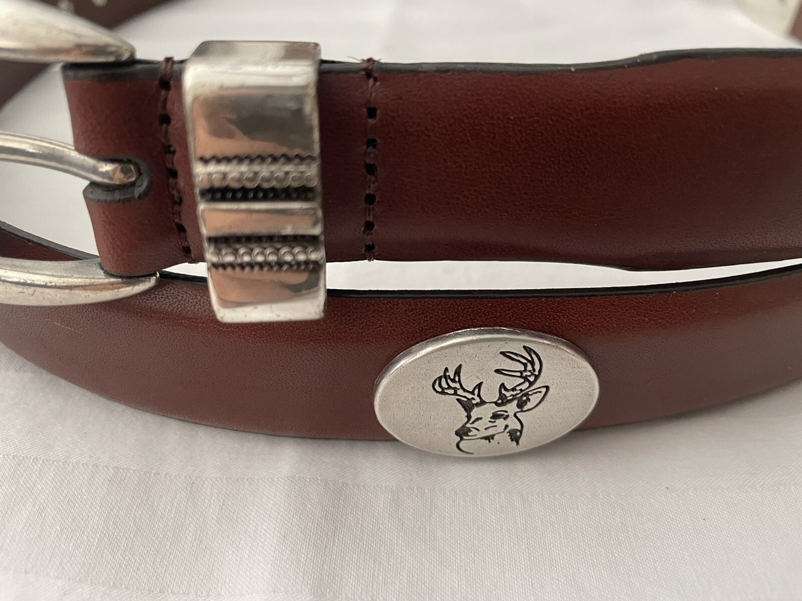 Brown Leather Belt With Deer Hunting Conchos 28, 30, 32, 44, 46 | eBay