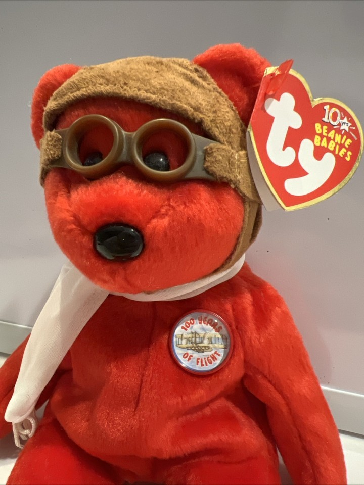 TY Beanie Babies Baron Red Bear 100 Years Of Flight Edition Great Shape ...
