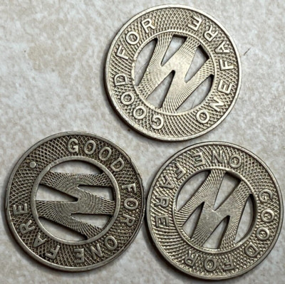 Lot of 3 W Washington good for one Transit Fare Tokens Slot Arcade ...
