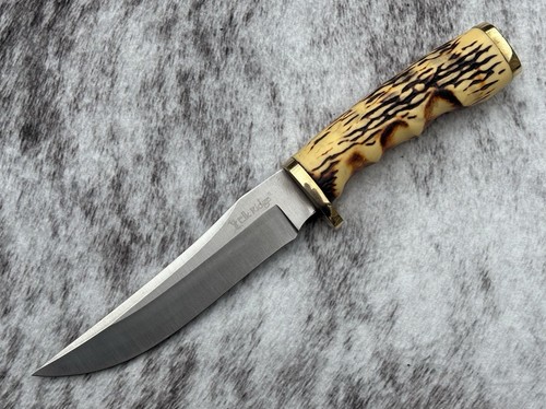 9” Fixed Blade Knife Leather Sheath Elk Ridge Fill Tang Companion Side ...