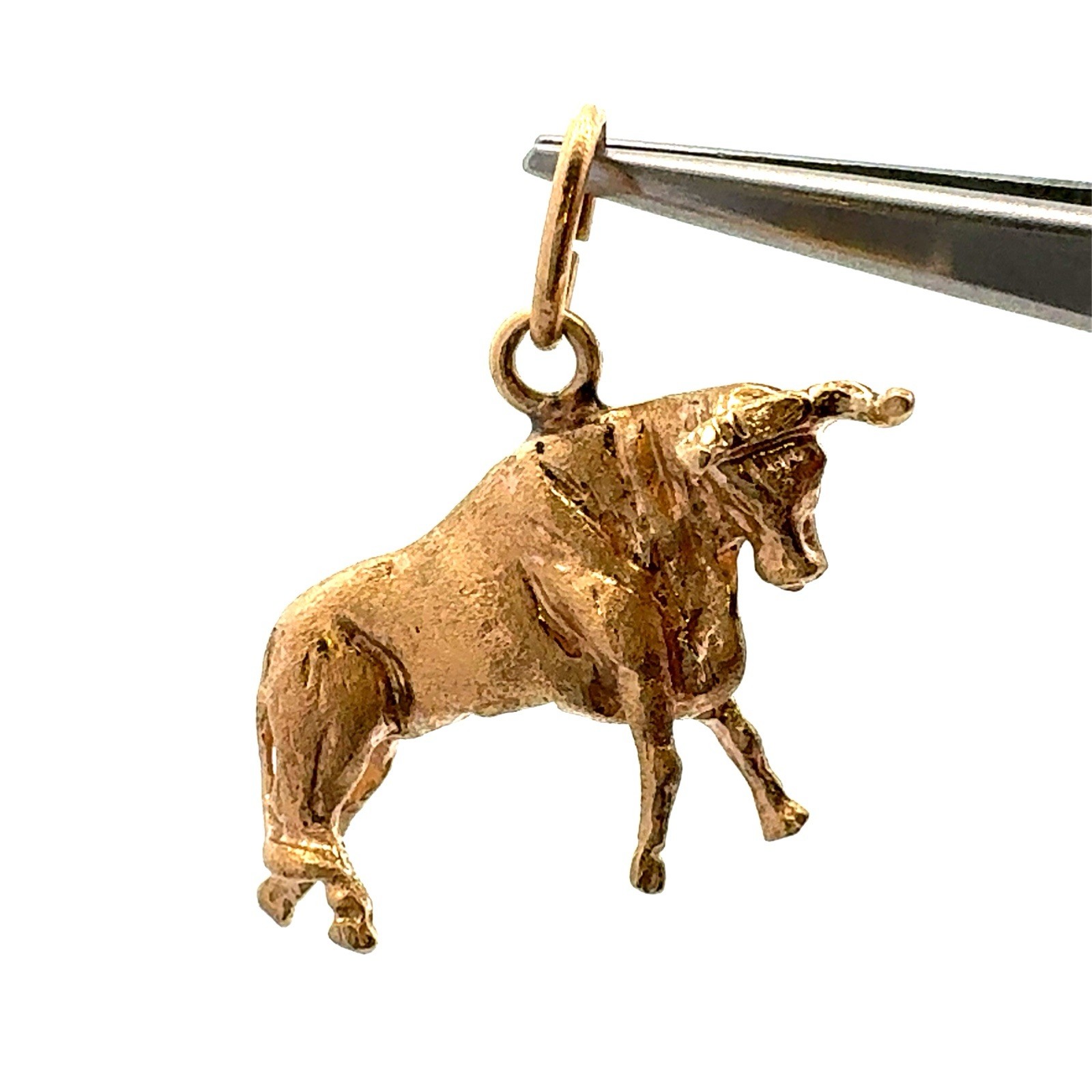 Designer 14k Yellow Gold Petite Solid Charging Bull Taurus Zodiac Charm ...