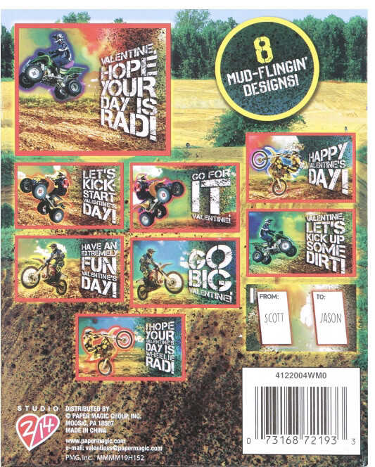 3 DIRT RACING Valentines 8 Mud-Flinging Designs Dirt Bikes Motorcycles ...