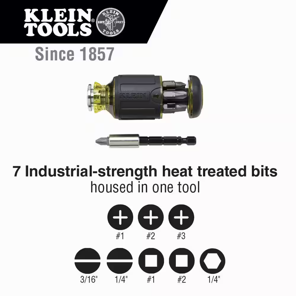 Klein Tools Multi-Bit Screwdriver & Mini Ratchet Tool Set Adjustable(3 ...