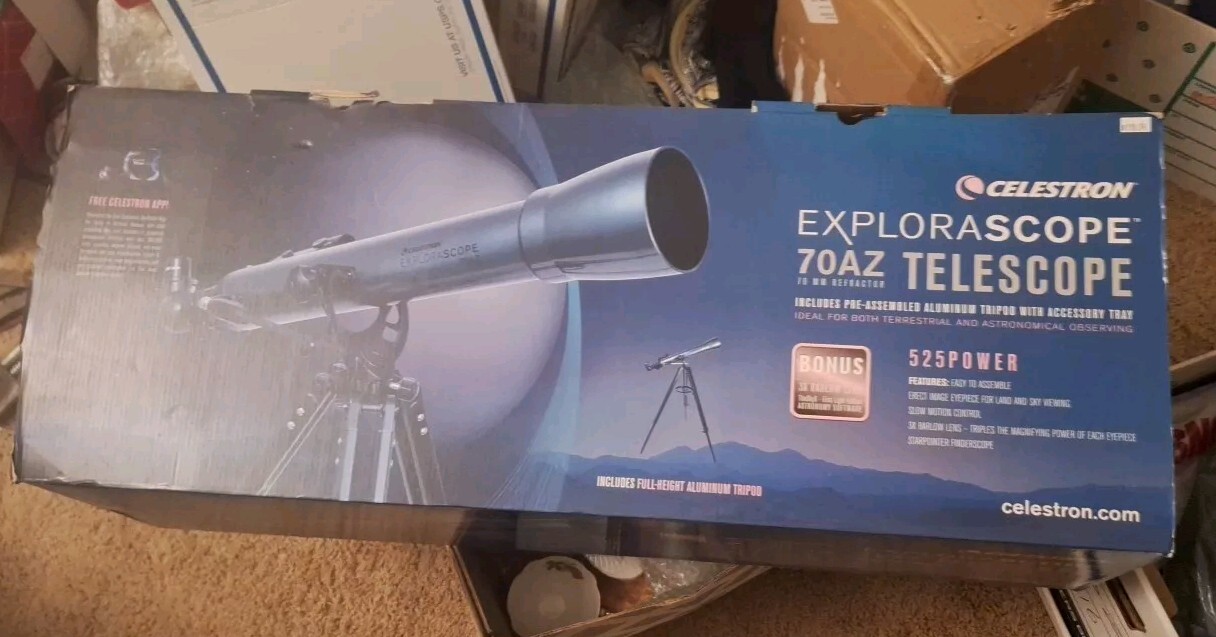 NEW Celestron Explorascope 70AZ 70mm Refractor Telescope w/Eyepiece Kit Tripod 50234210614 | eBay