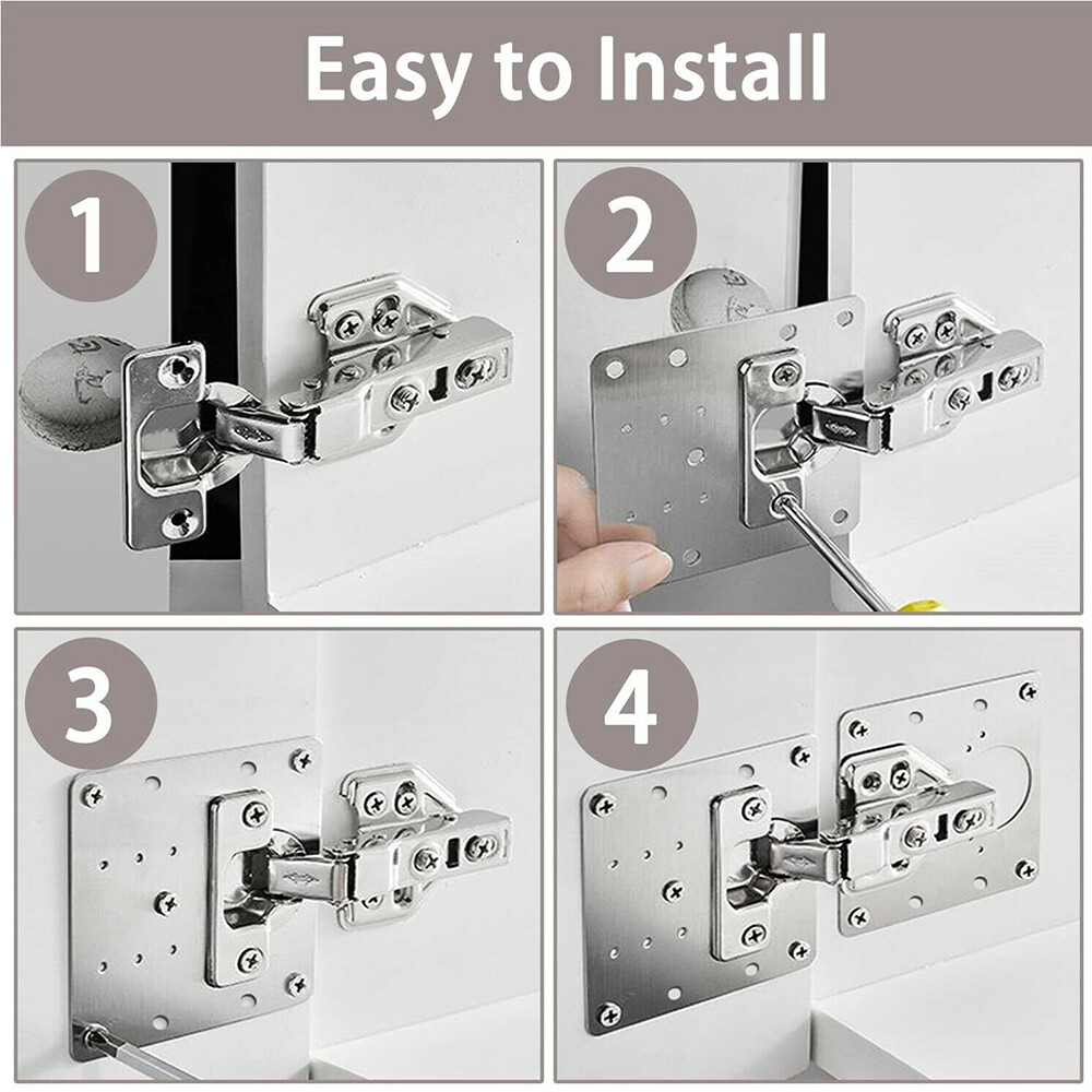 10 Kitchen Cupboard Door Hinge Repair Kit Plate and Fixing Screws ...