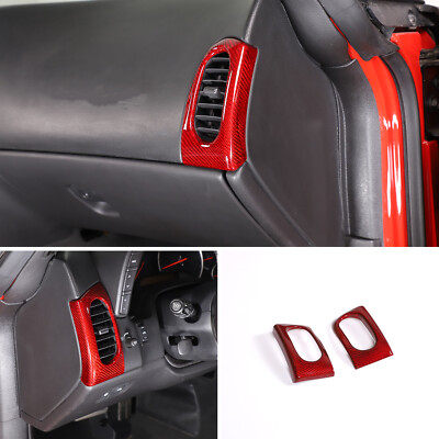 Red Real Carbon Fiber Interior Dashboard Side Air Vent Trim For ...